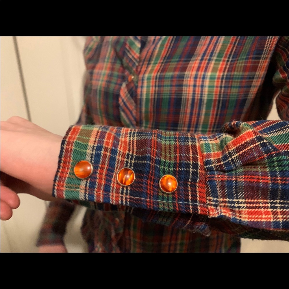 70s Rodeo Wrangler Womens Button Up Western Blouse - Gem